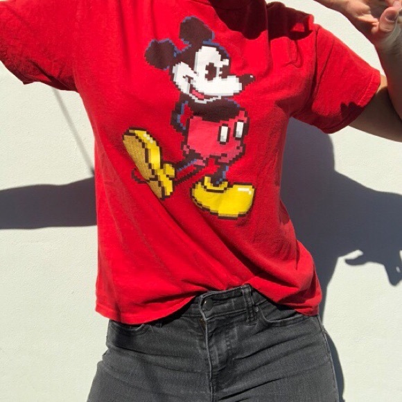 Vintage | Tops | Vintage Disney Mickey Mouse Red Tee Shirt | Poshmark